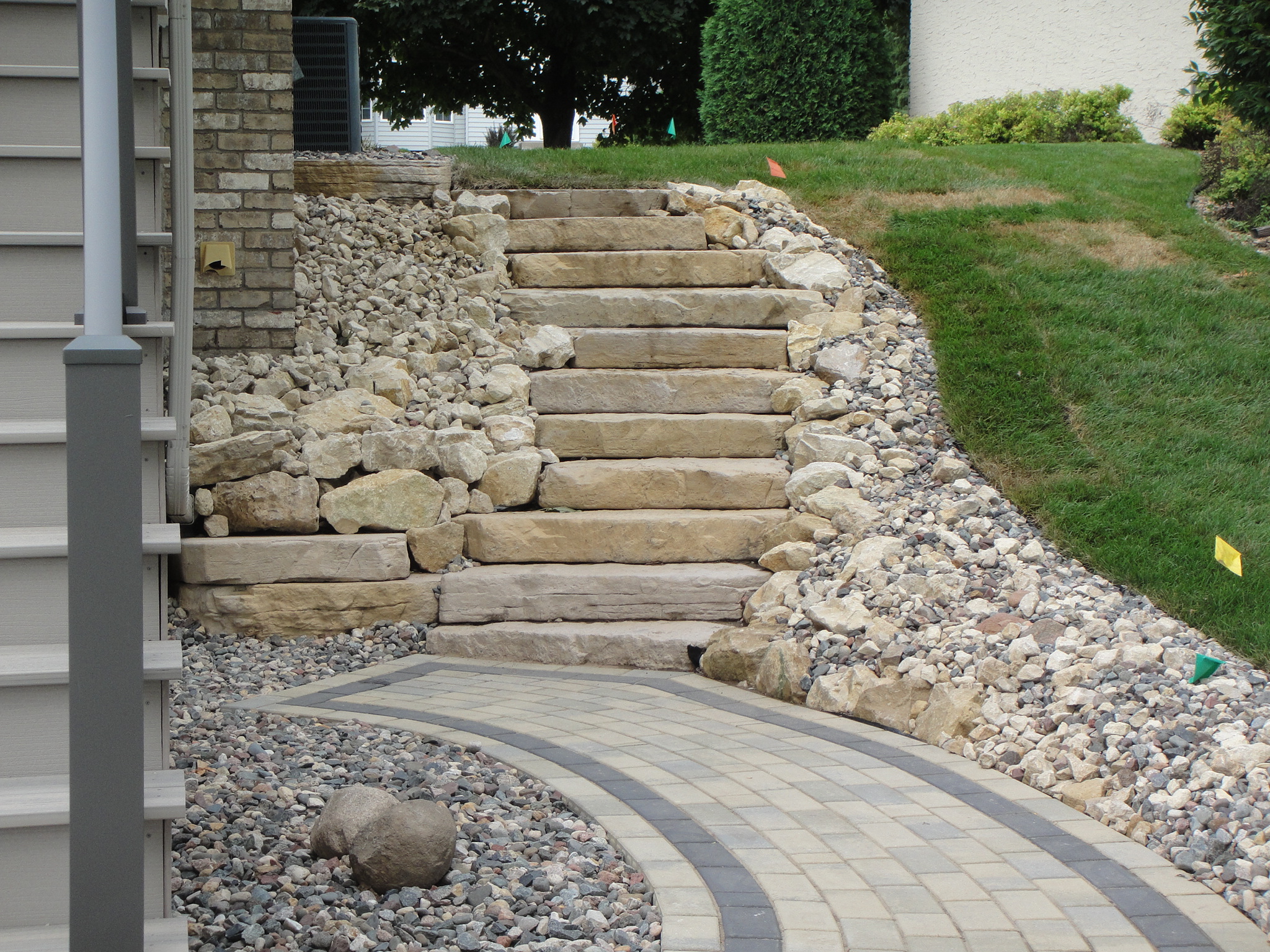 Two-Tier Stone Retaining Wall is the Jewel of the Neighborhood